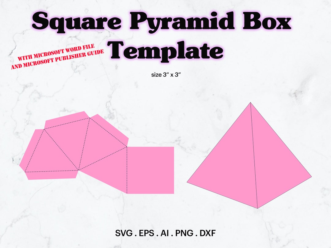 Square Pyramid Box Template SVG Square Pyramid Size 3 X - Etsy