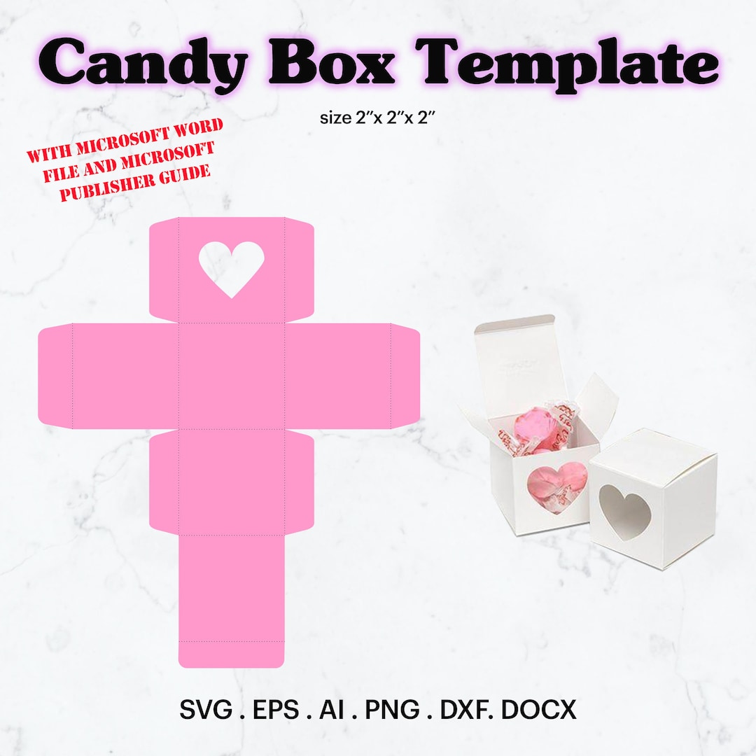 Candy Box Template SVG, Candy Box Size 2" X 2" X 2" Template, Birthday ...