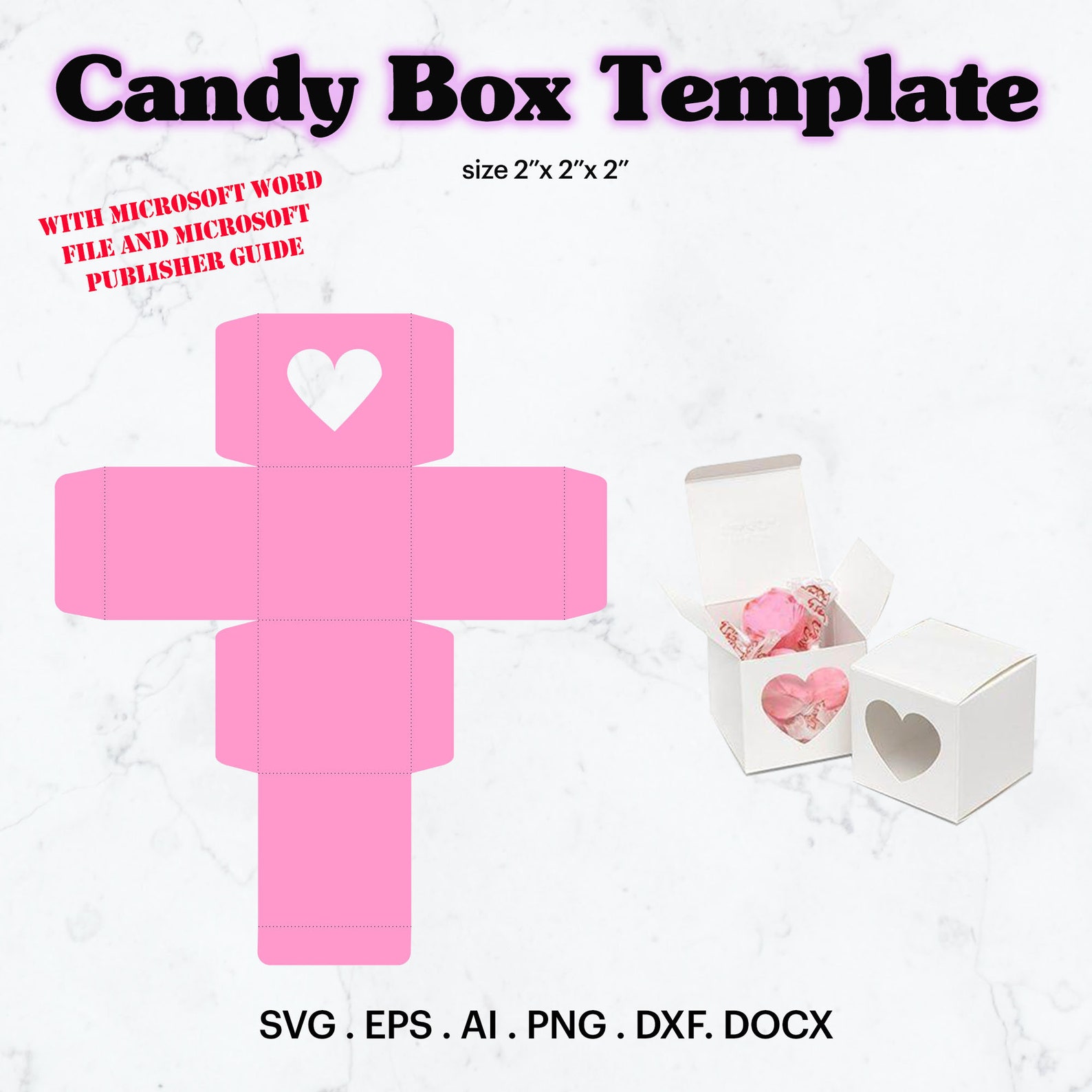 Candy Box Template SVG Candy Box Size 2 X 2 X - Etsy