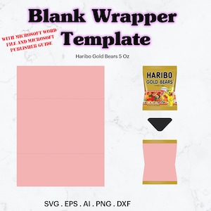 Gummy Bear Shape Candy 5 Oz Blank Wrapper Template SVG, Jelly Candy ...