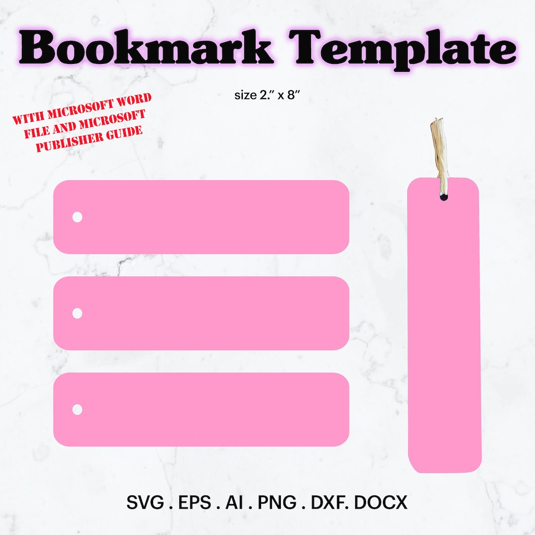 Bookmark Blank Template SVG, Custom Page Bookmark Size 8" X 2" Template ...