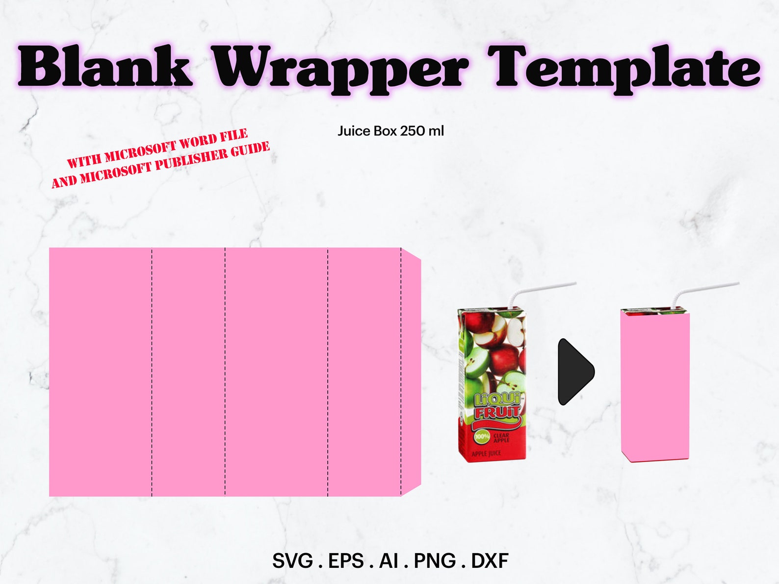 Juice Box Blank Wrapper Template SVG, 250 Ml Juice Box Wrapper Template ...