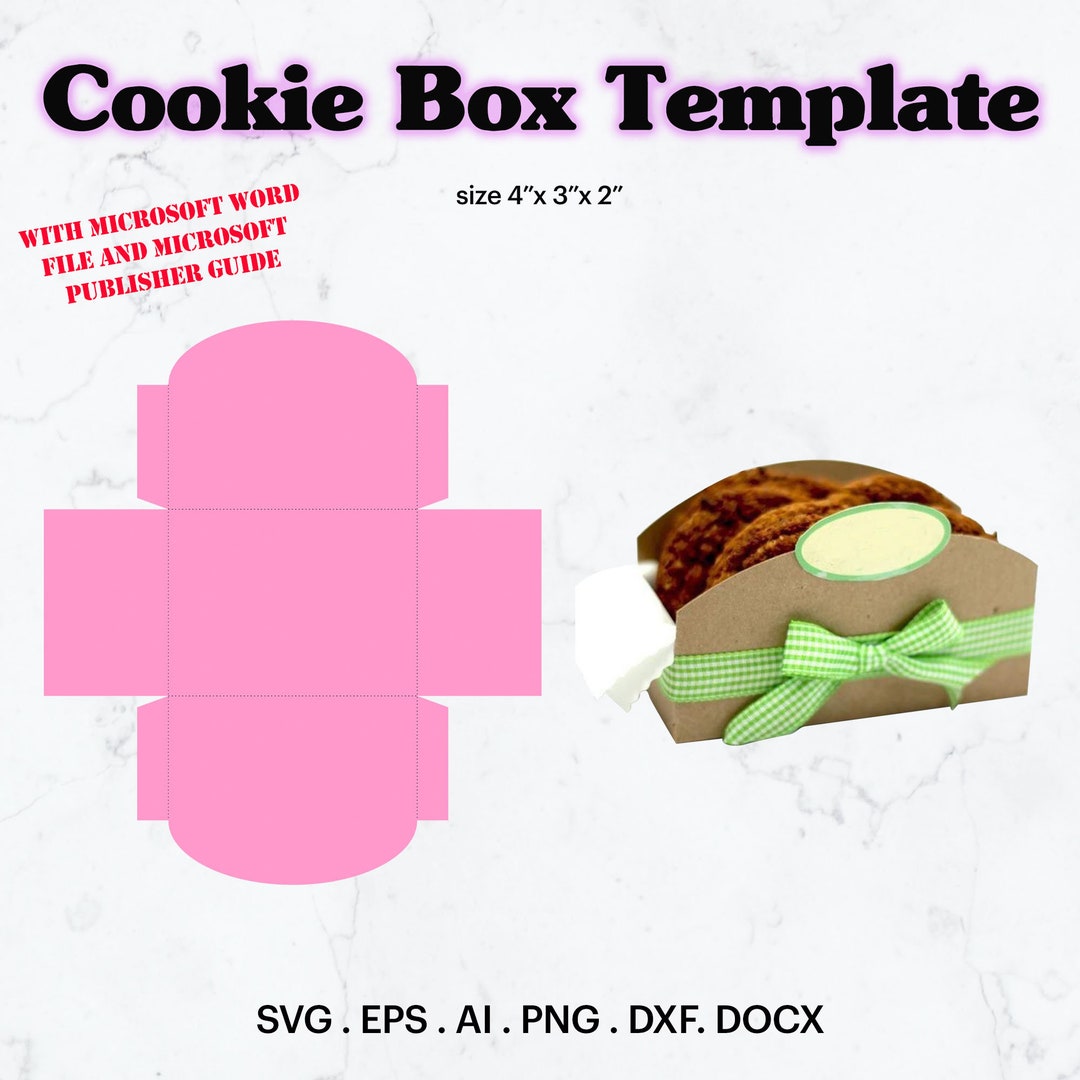 Cookie Box Template SVG, Cookie Box Size 4" X 3" X 2" Template ...