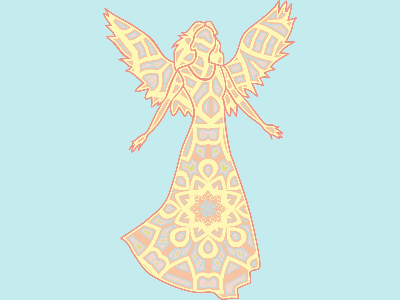 Layered Mandala Angel 6 Layer Mandala Layered Angel SVG - Etsy