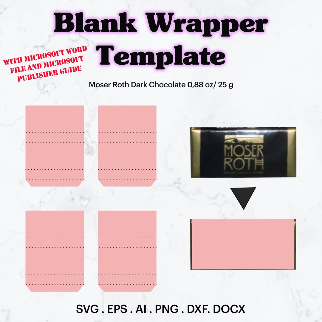 Chocolate Bar 0.88 Oz/ 25 G Blank Wrapper Template SVG, Chocolate Bar ...