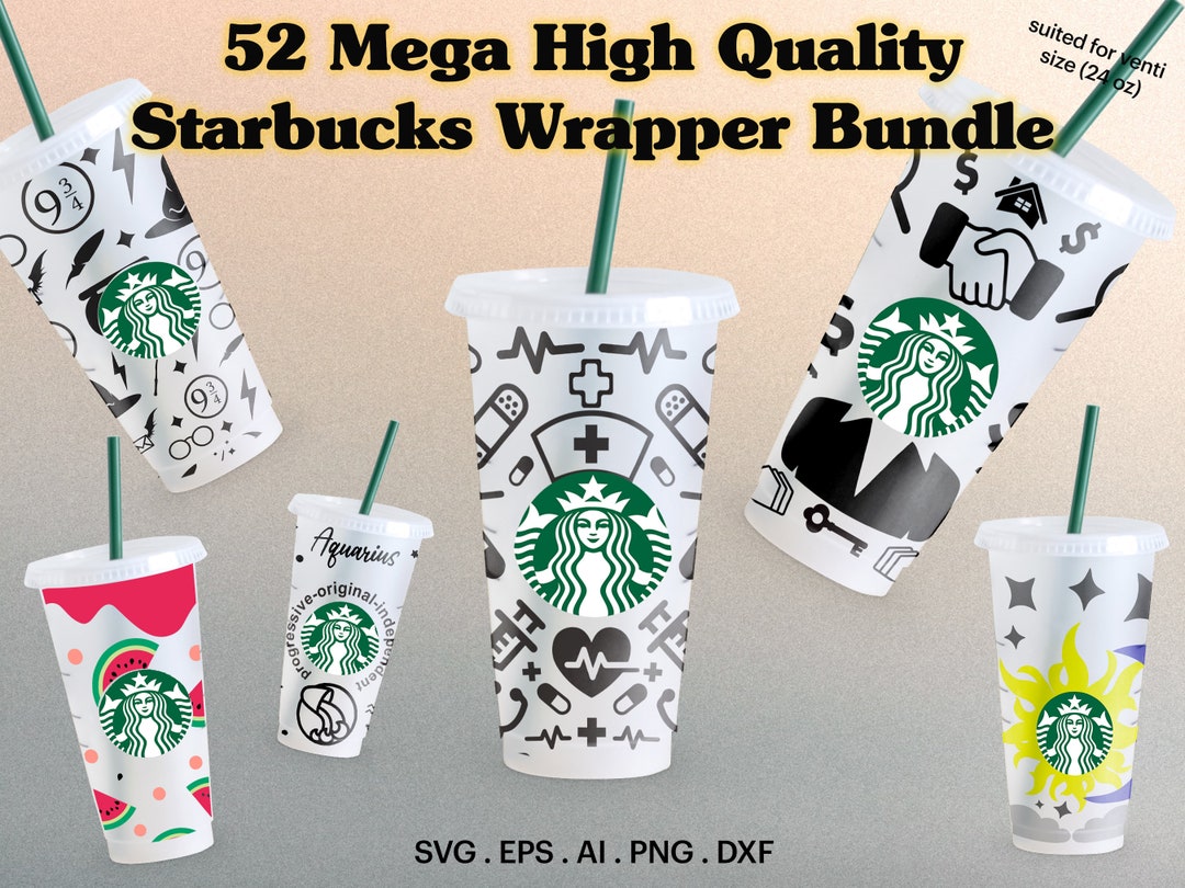 Mega Bundle Wrapper SVG, 52 Wrap Seamless, Personalized Cup, Custom Cup ...