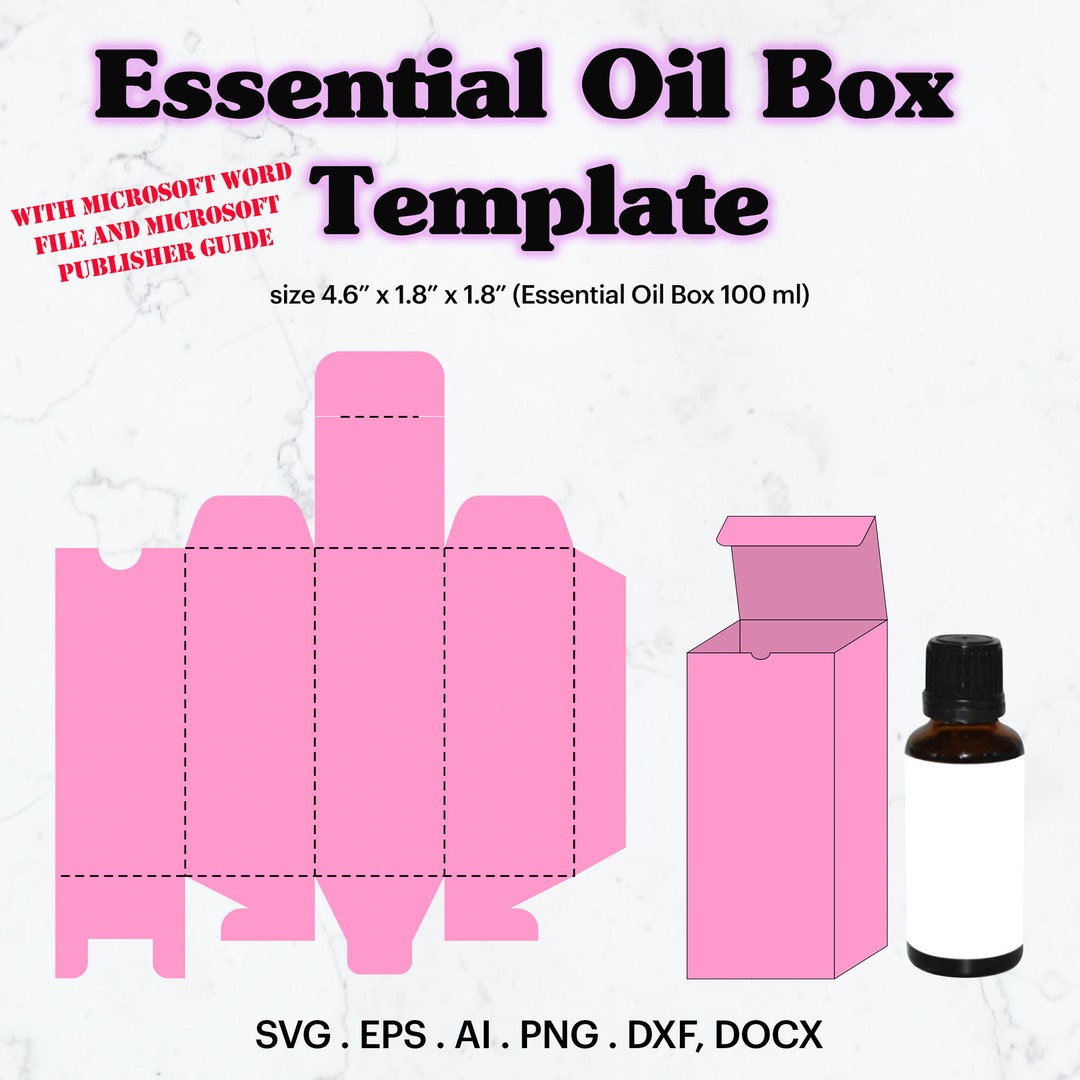 Essential Oil Box Template SVG, Essential Oil Box Size 4.6" X 1.8" X 1. ...