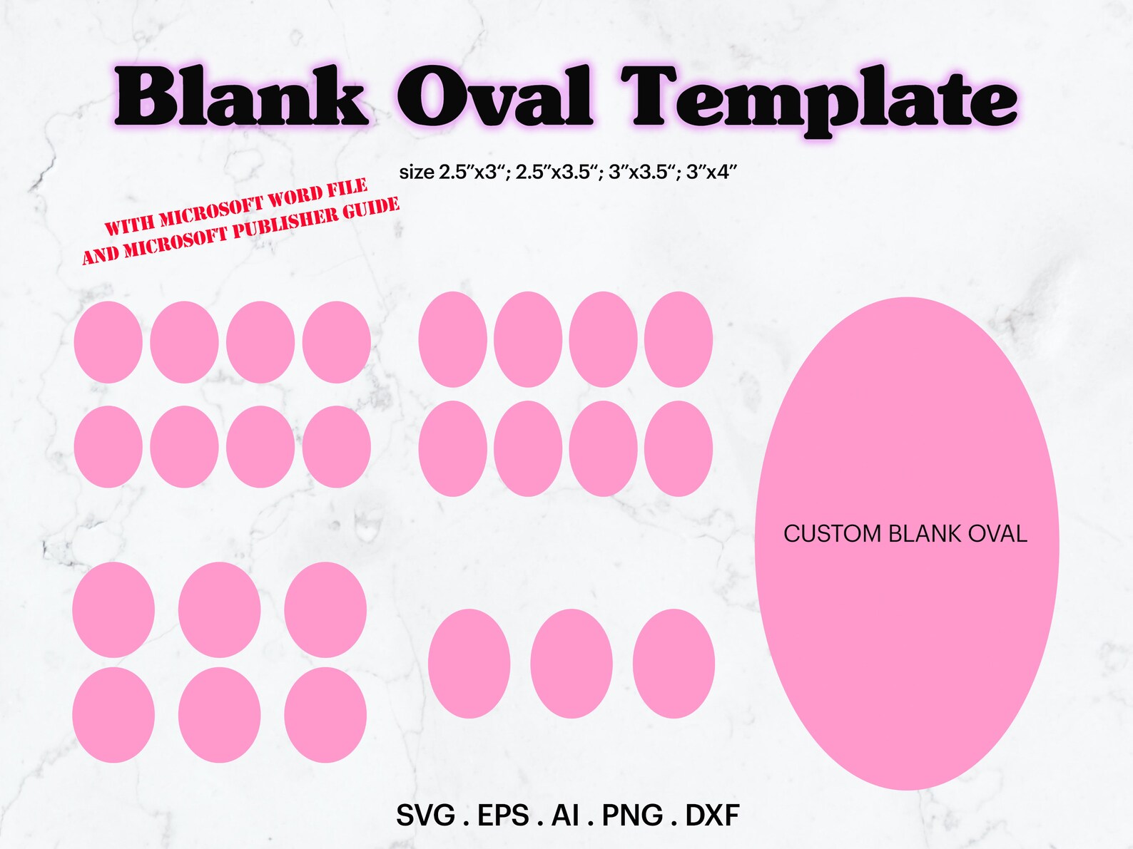 Blank Oval Label Template SVG Blank Circle Sizes | Etsy
