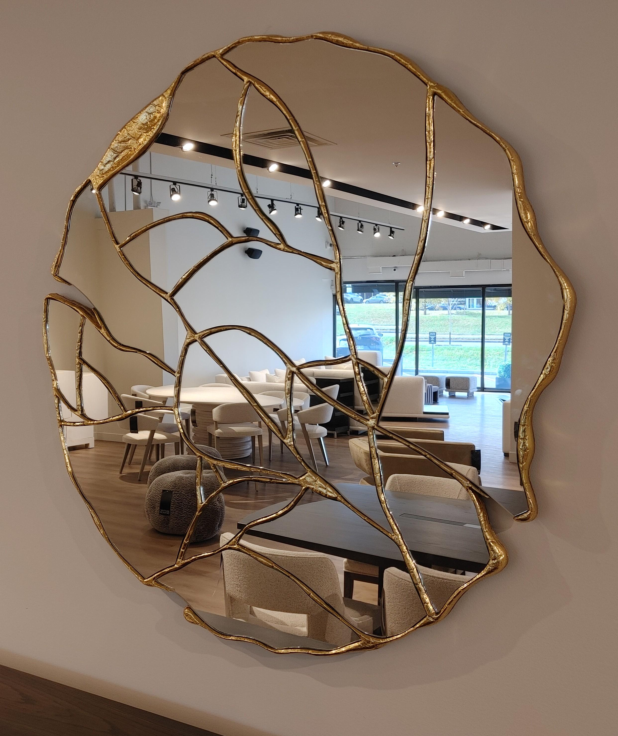 Handcrafted Artistic Gold Mirror – Unique Decorative Wall Mirror ...
