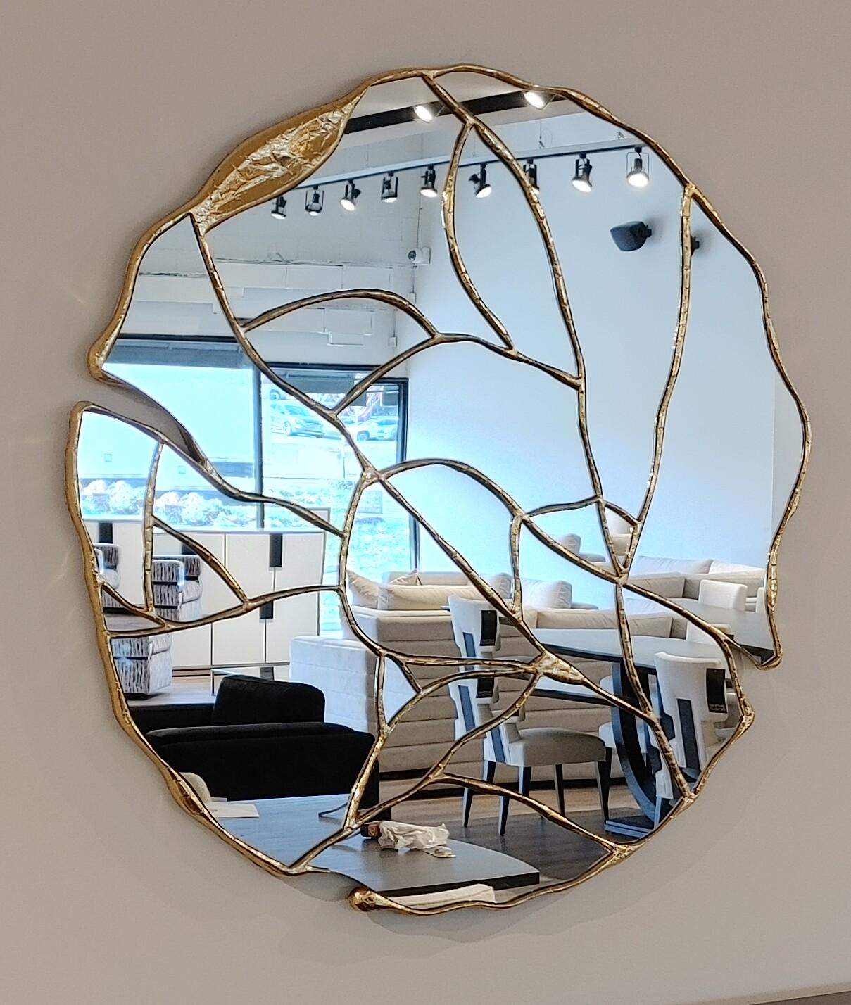 Handcrafted Artistic Gold Mirror – Unique Decorative Wall Mirror ...