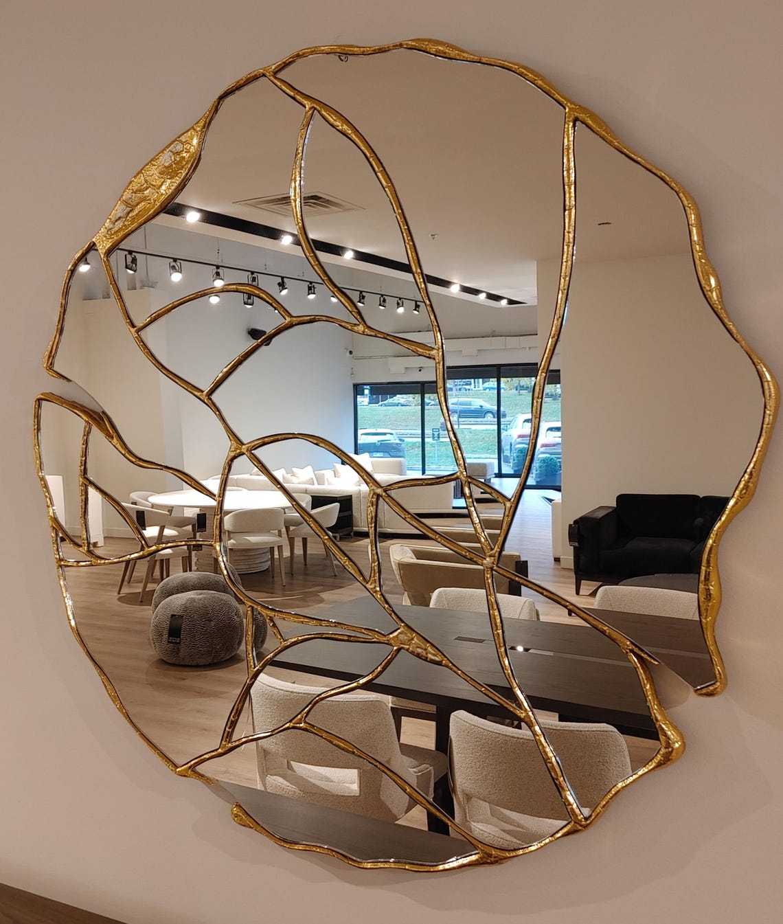 Handcrafted Artistic Gold Mirror – Unique Decorative Wall Mirror ...