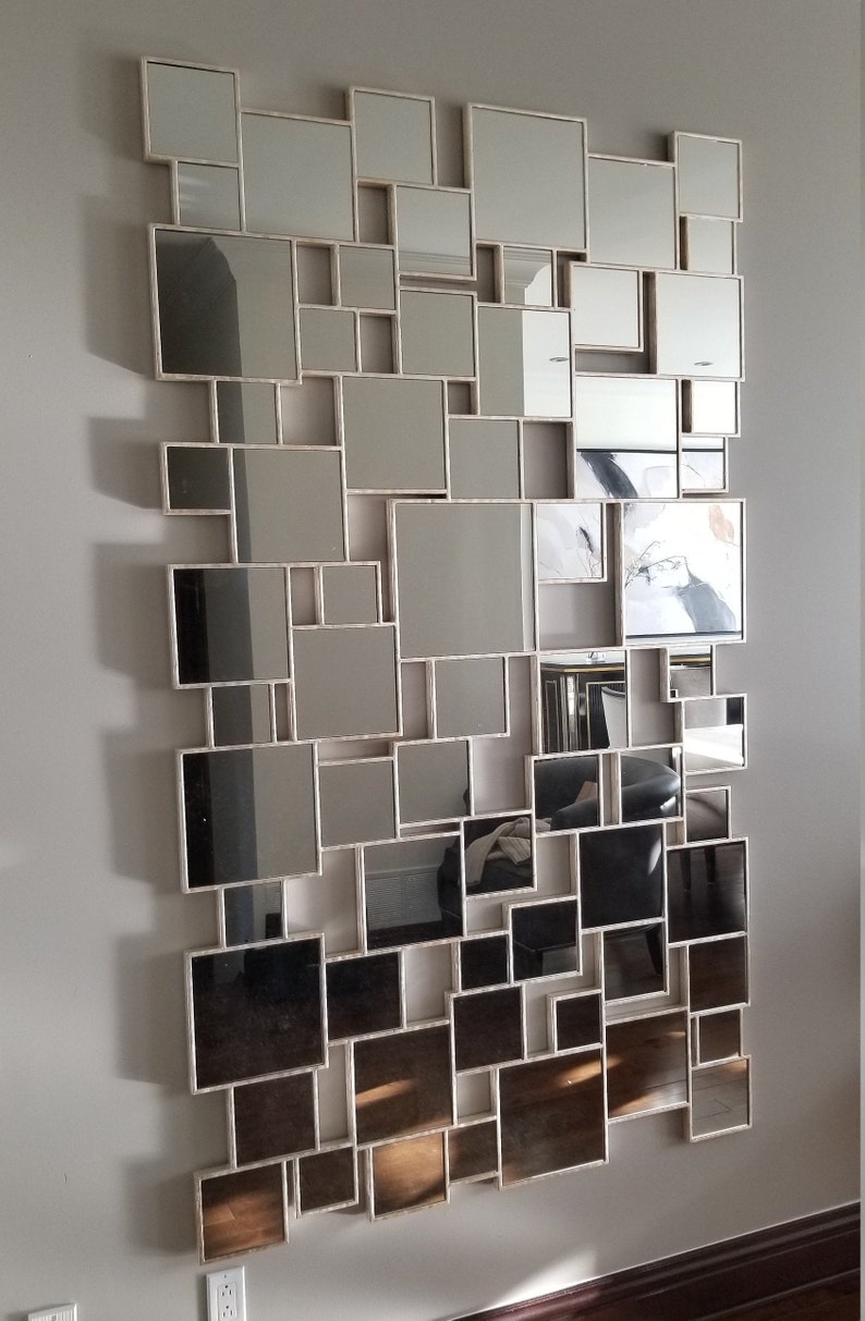 Rectangular Gold Mirror, Gold Mirror, Designer Puzzle Mirror, Wall ...