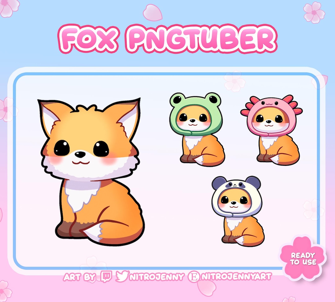 Cute Fox Pngtuber With Hats | Axolotl | Panda | Frog | Twitch | Youtube ...