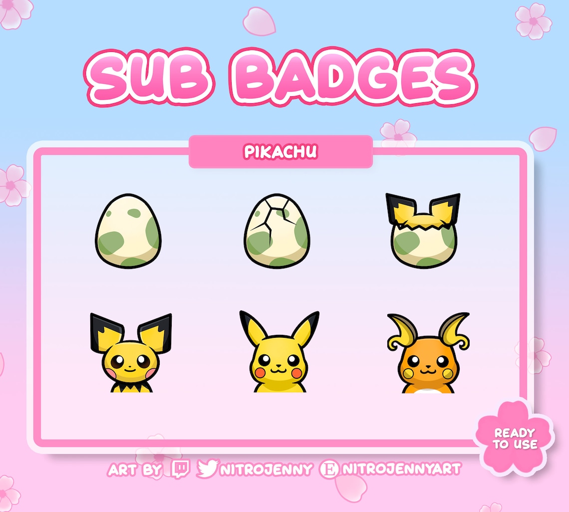 Pikachu Evolution Sub Badges for Twitch | Pokemon | Kawaii | Cute ...