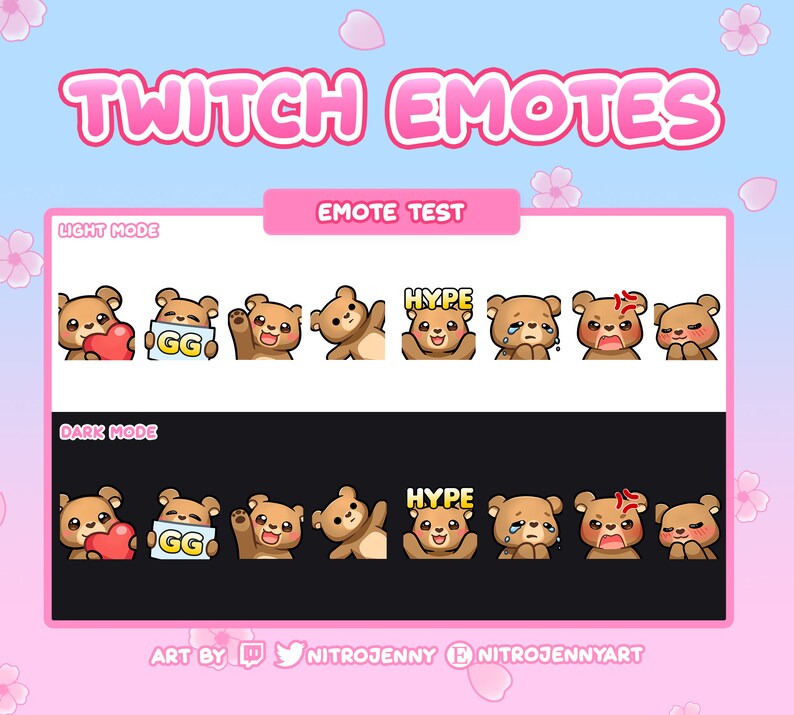 Set Of 8 Cute Bear Emotes For Twitch Discord And Youtube Etsy