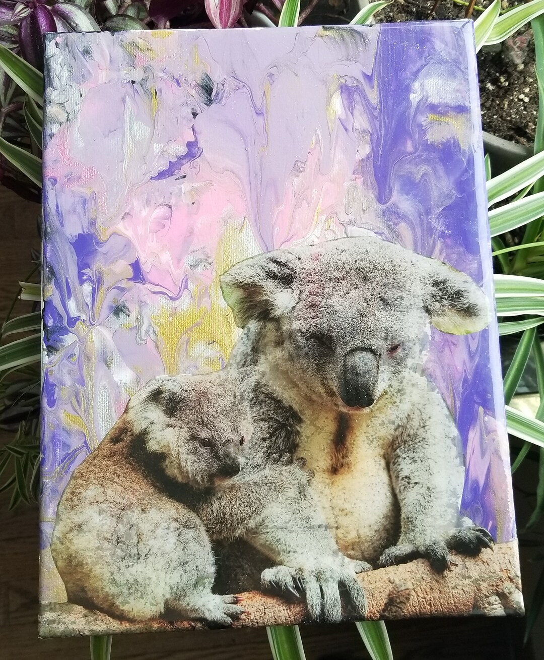 Chill Koala Vibes Acrylic Pour Fluid Art Collage Painting - Etsy UK