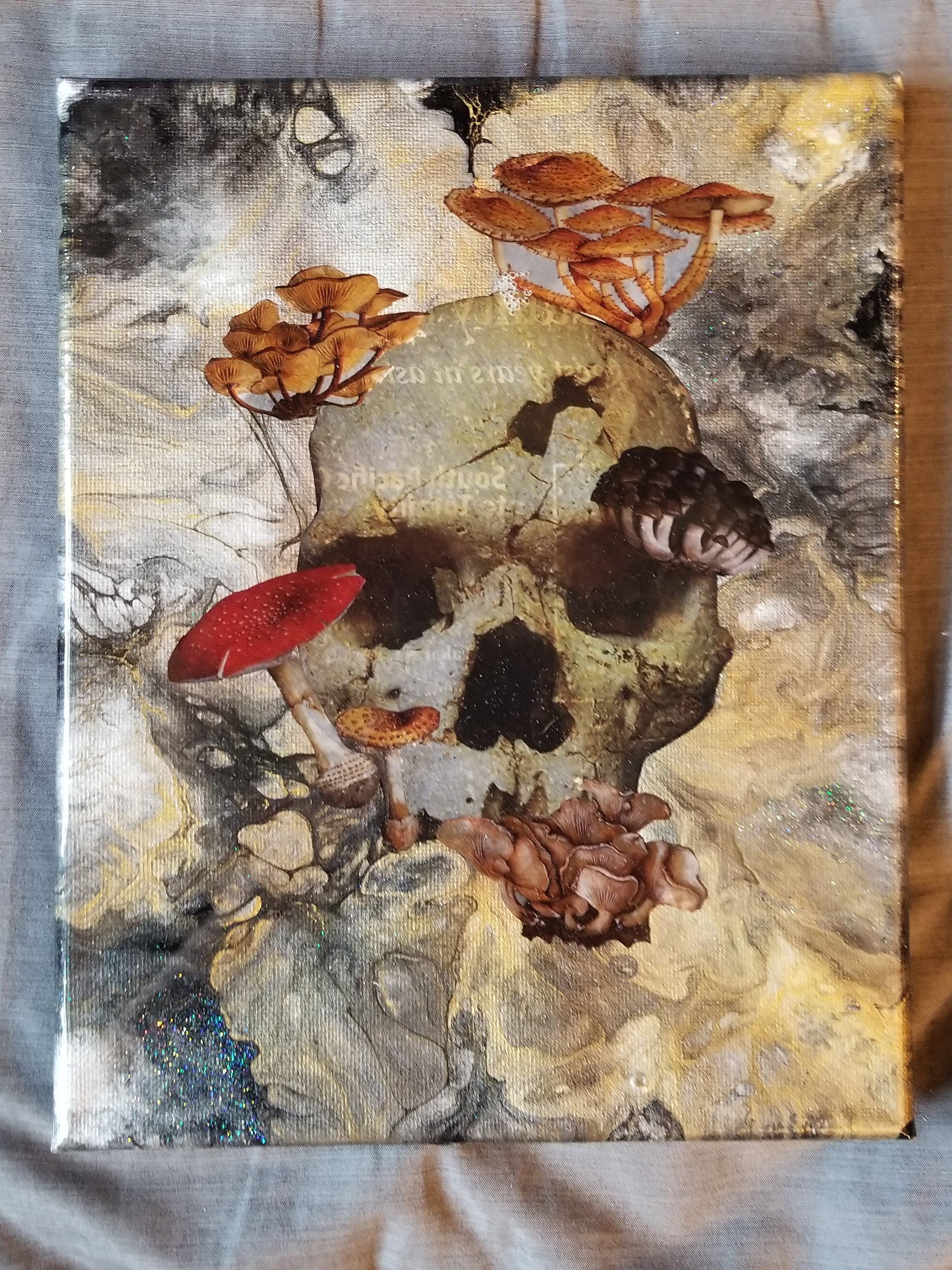 Psychic Mushroom Skull Transformation Acrylic Pour Fluid Art - Etsy.de