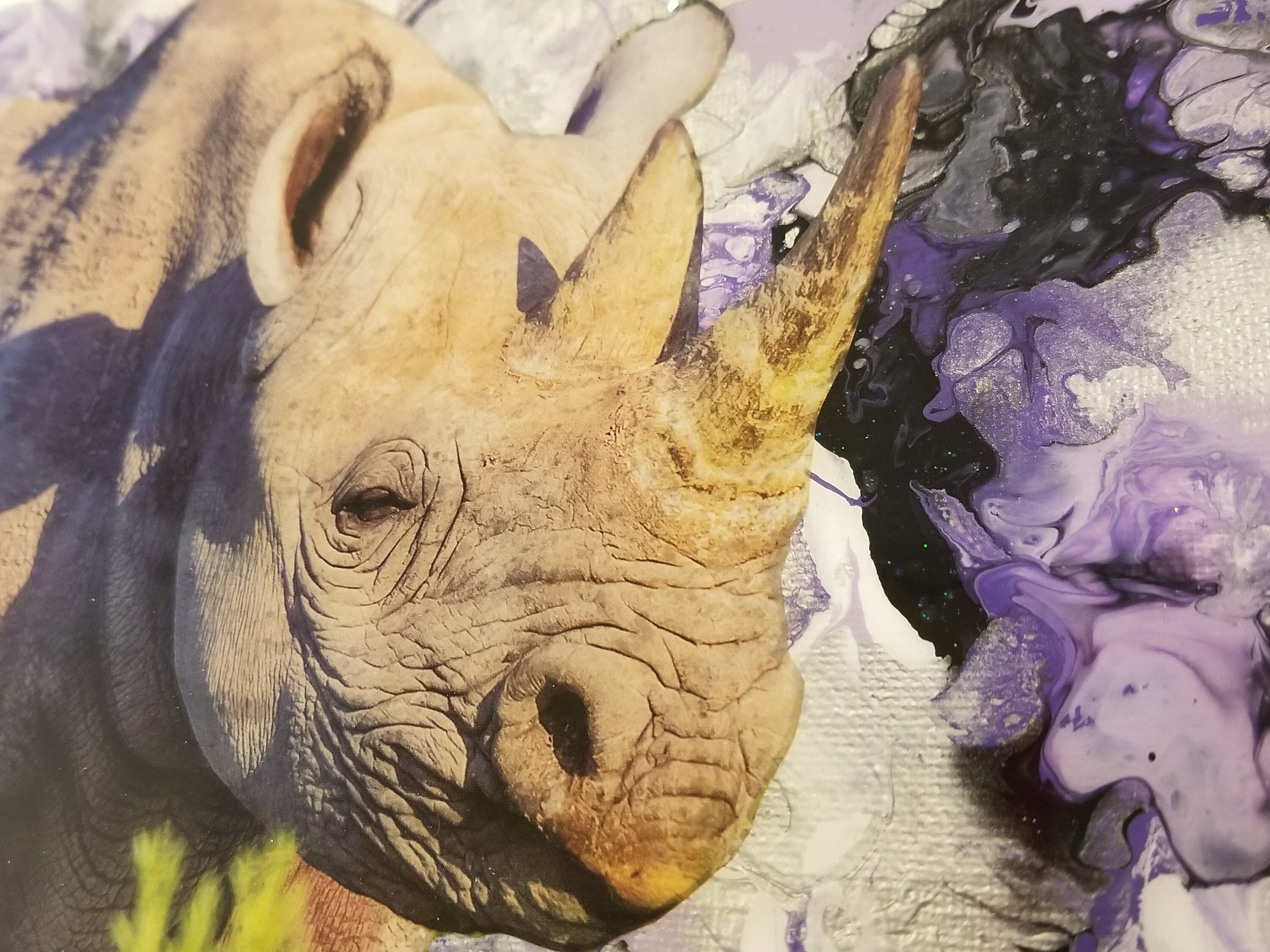 Purple Rhino Energy Acrylic Pour Fluid Art Collage Painting - Etsy UK