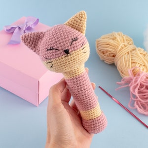 Cat Rattle Crochet Pattern | Baby Toy DIY | Newborn Rattle Amigurumi ...