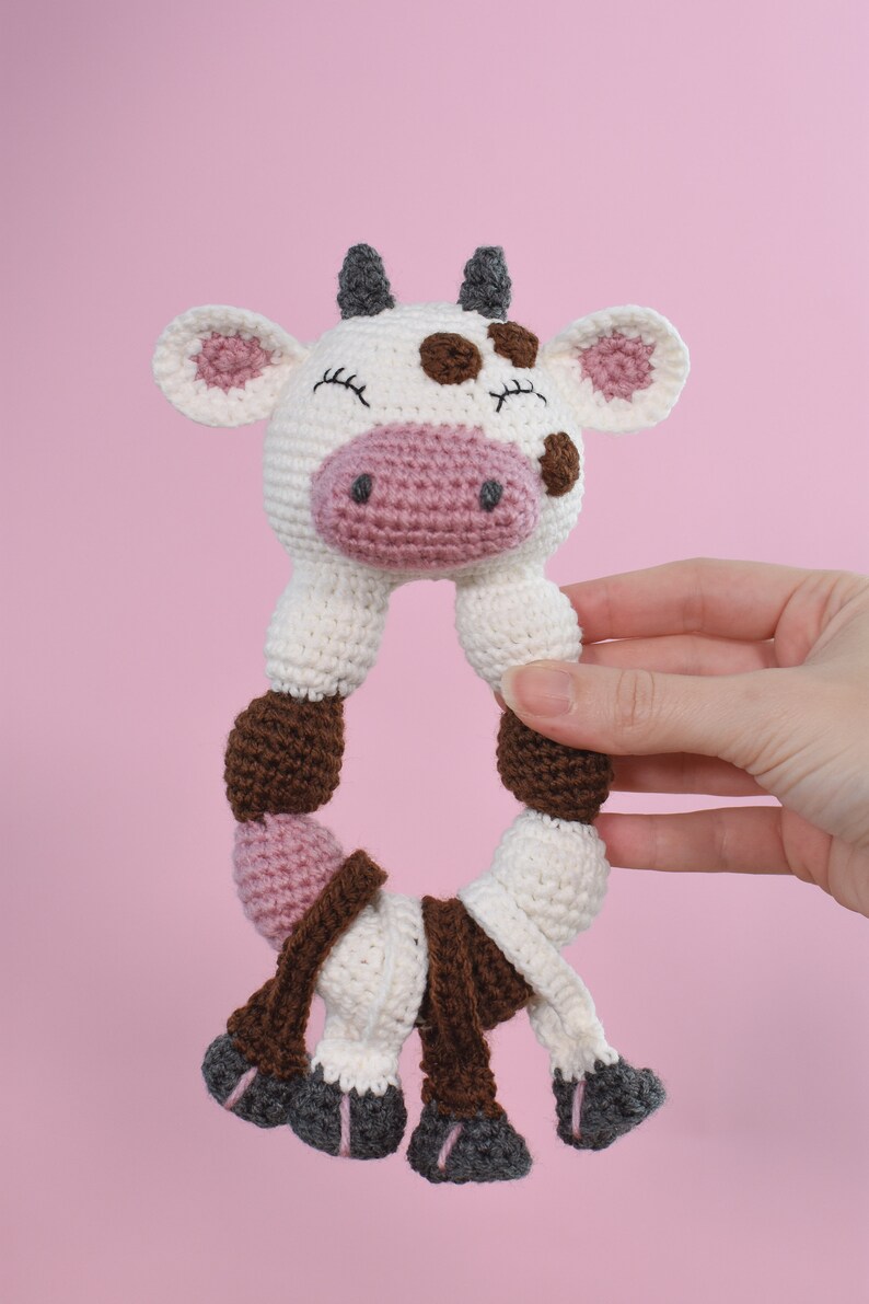 Baby Cow Crochet Rattle Pattern | Amigurumi Cow Pattern | Baby Shower ...