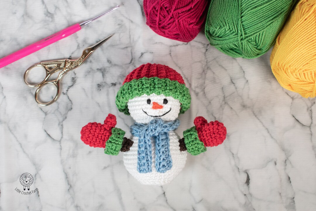 Crochet Mini Snowman Amigurumi Pattern | Snowman Christmas Ornament ...