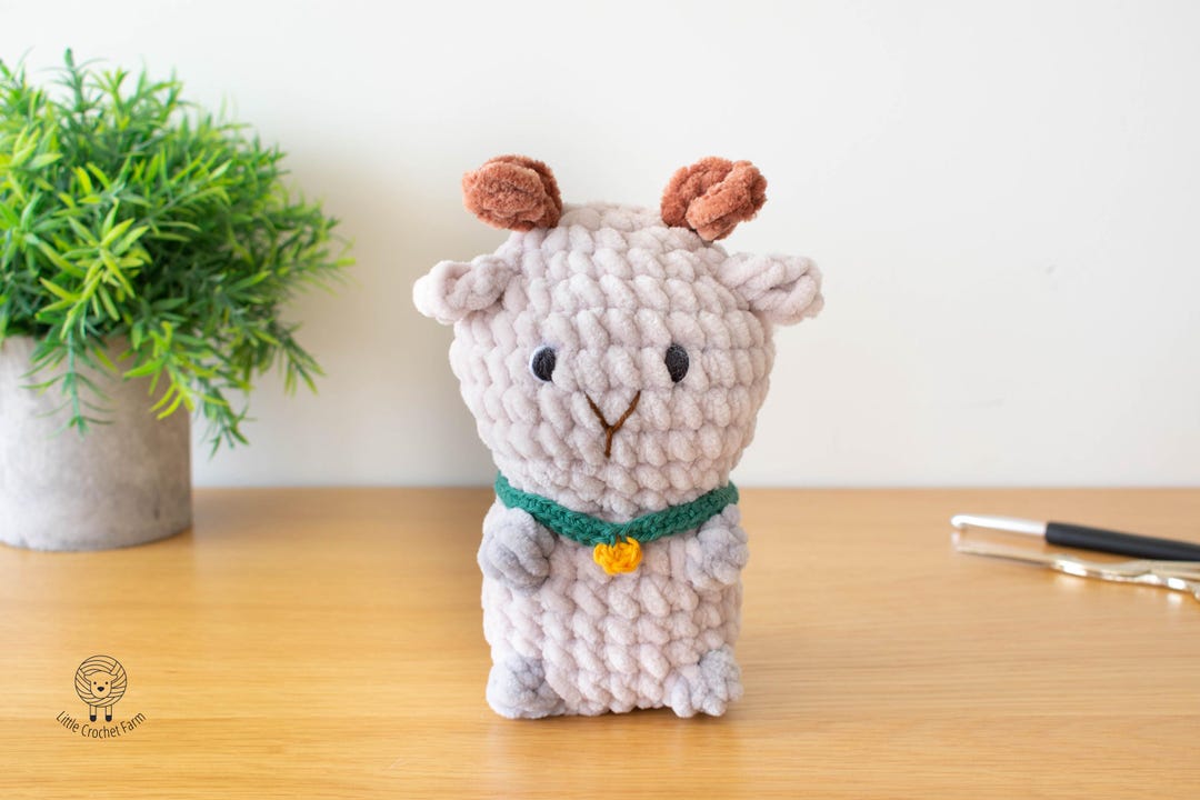 No-sew Crochet Goat Pattern | Chunky Amigurumi Farm Animal | Beginner ...