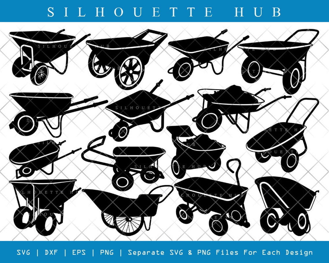 Wheelbarrow SVG Wheelbarrow Silhouette Gardening Tool Svg - Etsy