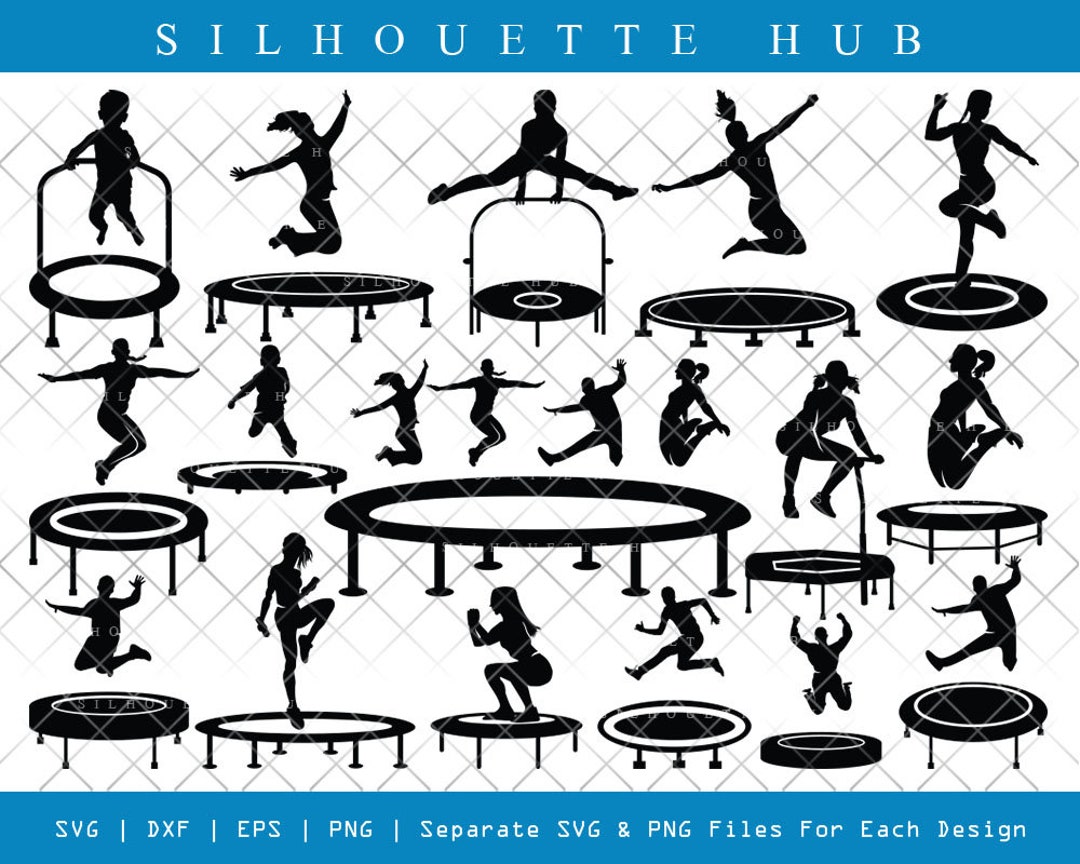 Trampoline SVG, Trampoline Silhouette, Kids Jumping Svg, Jumping Svg ...