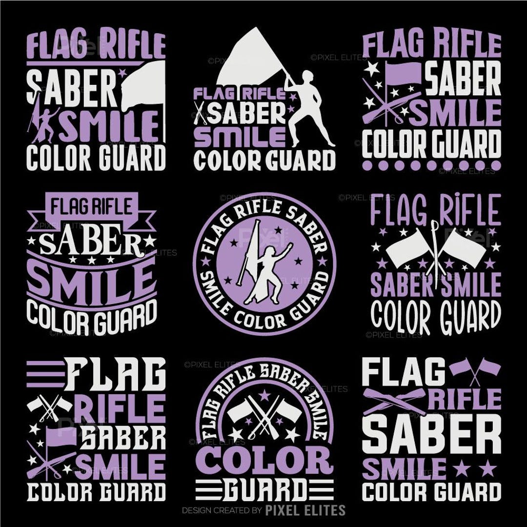 Flag Rifle Saber Smile Color Guard SVG Color Guard Marching Band Color ...