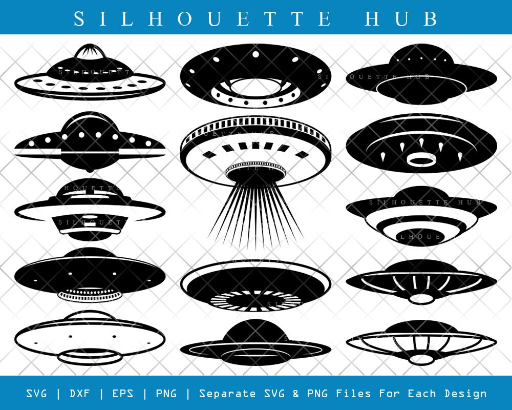 UFO Silhouette UFO Svg Cut File Alien Ship Svg Flying | Etsy