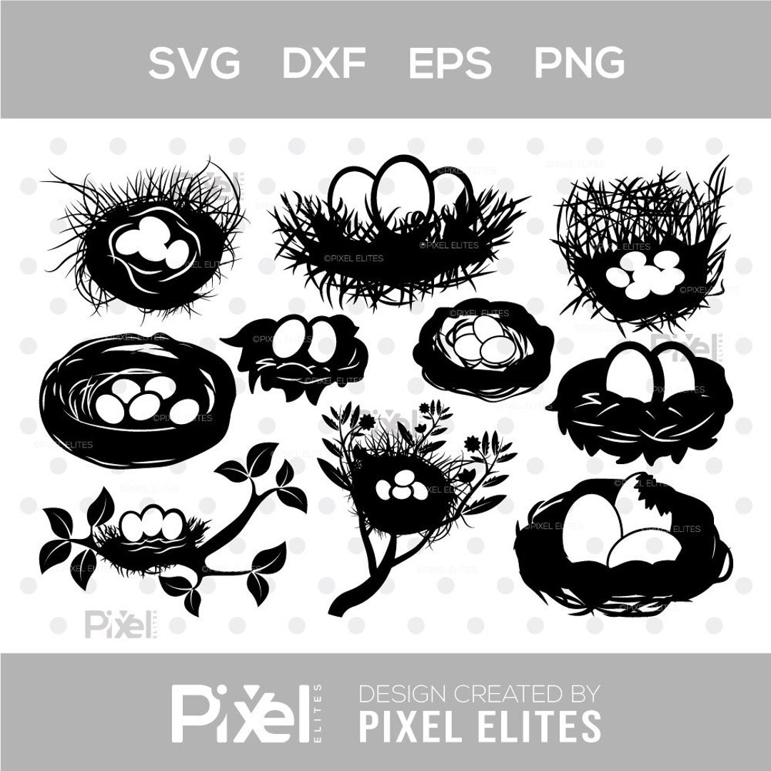 Eggs Nest SVG Cut Files Eggs Nest Silhouette Eggs Bird Svg Nest Svg ...
