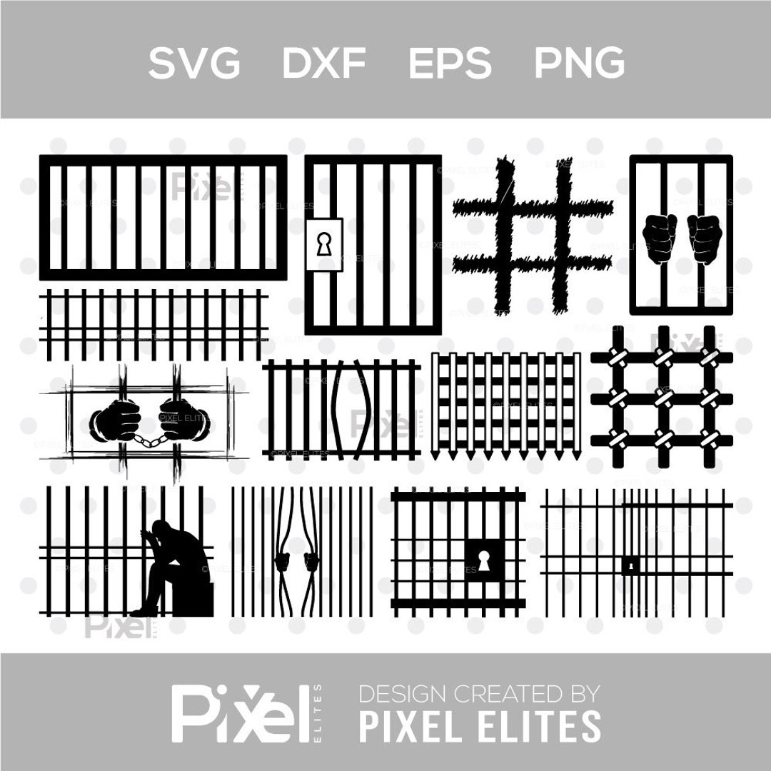 Prisoner Lattice SVG Cut File Jail Cell Doors, Police Handcuffs, Hands ...