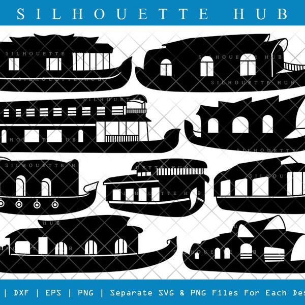 Houseboat Silhouette Svg - Etsy