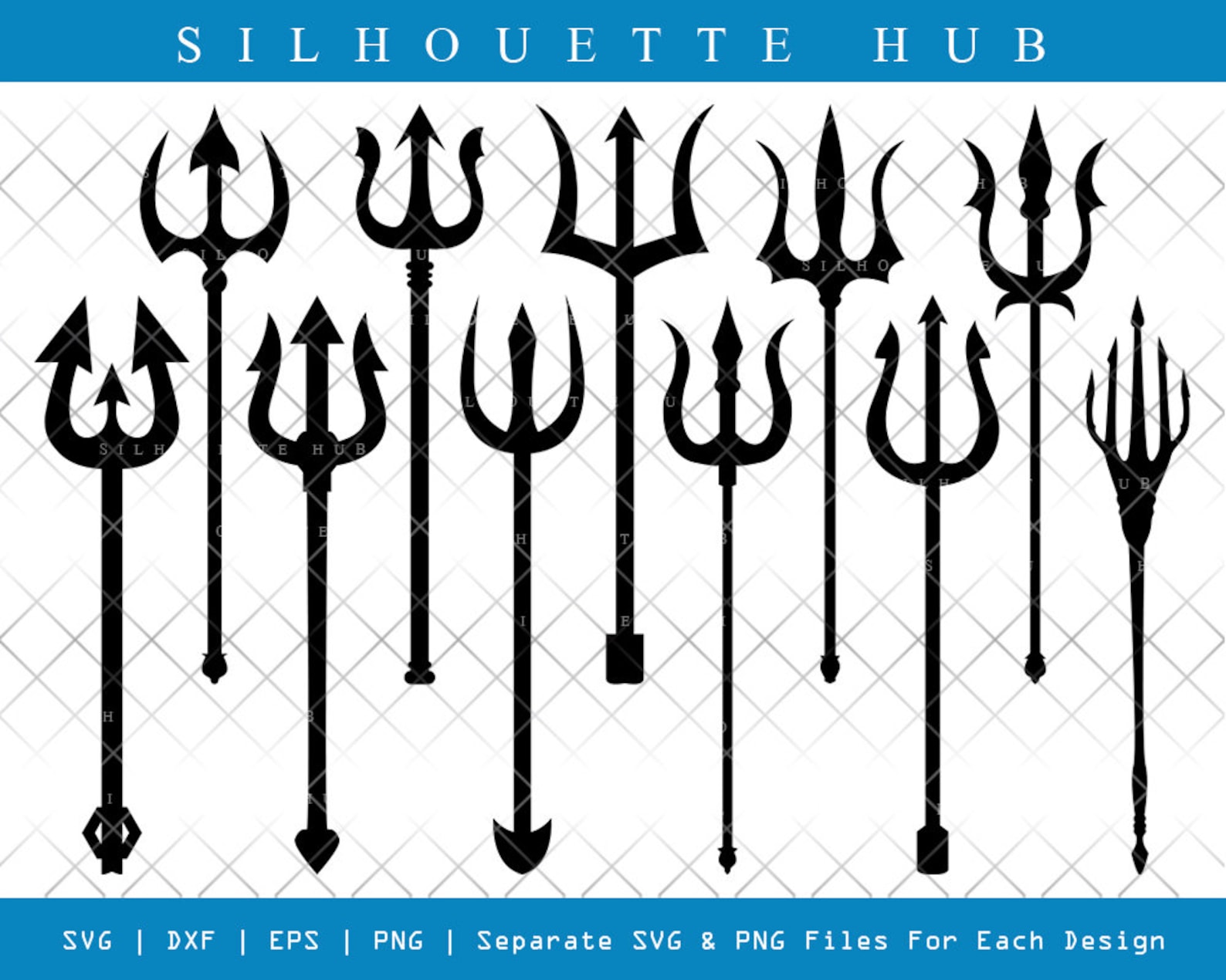 Trident SVG Cut Files Pitchfork Silhouette Trident Neptune - Etsy