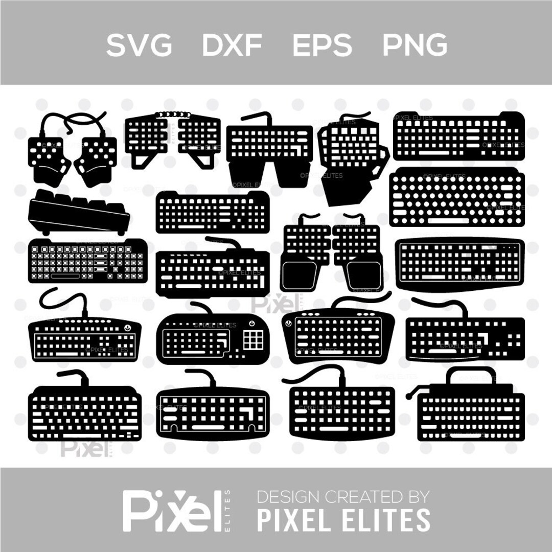 Keyboard SVG Cut File Bundle Silhouette & Printable Designs for Mini ...