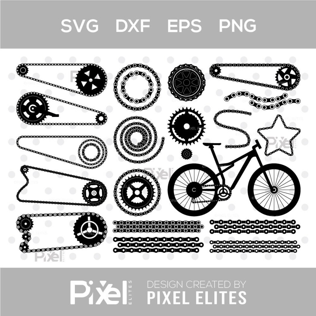 Bicycle Chain SVG Cut File Bundle | Cycle Chain Gears Design for Cricut ...