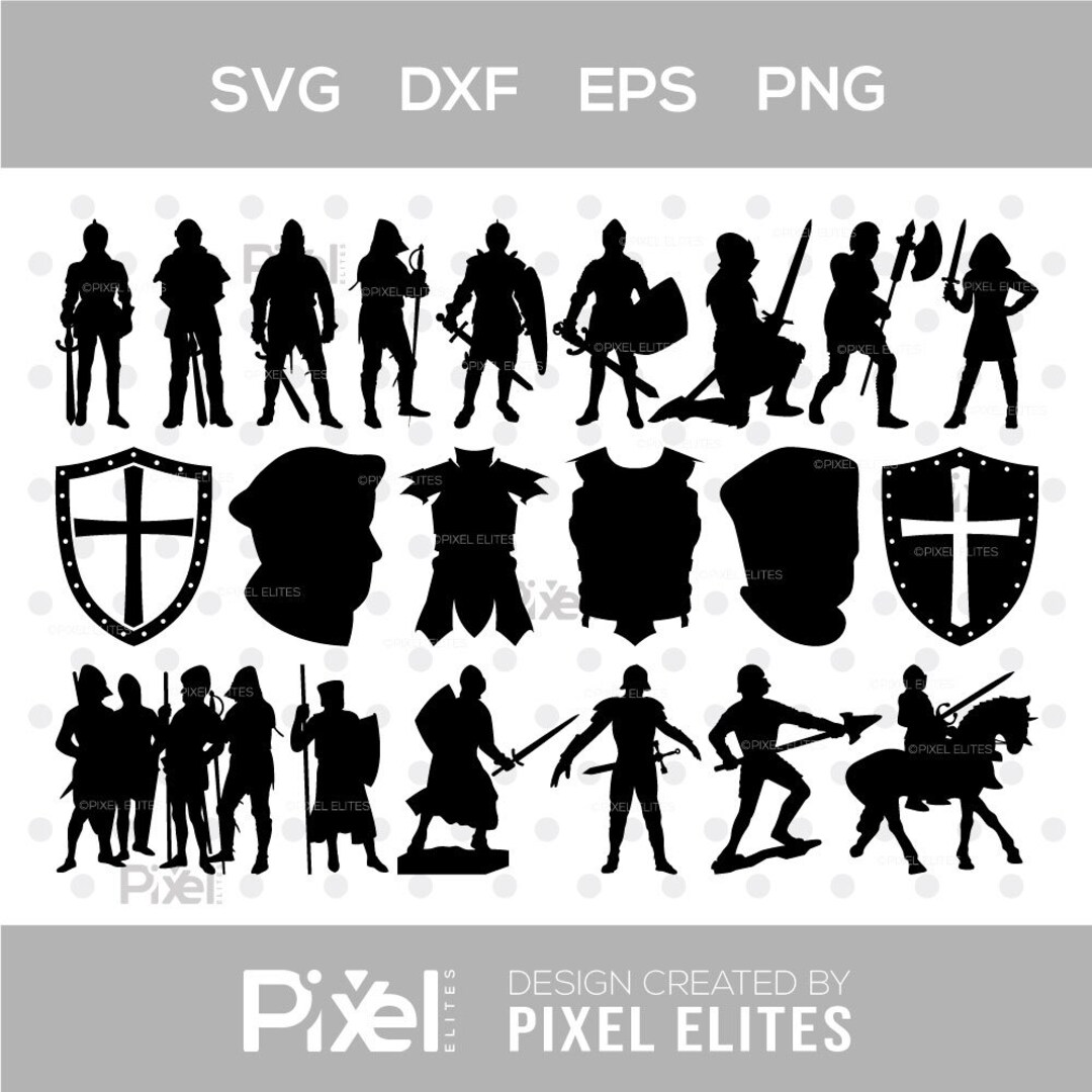 Medieval Knight SVG Cut File Bundle | Silhouette Printable Design for ...
