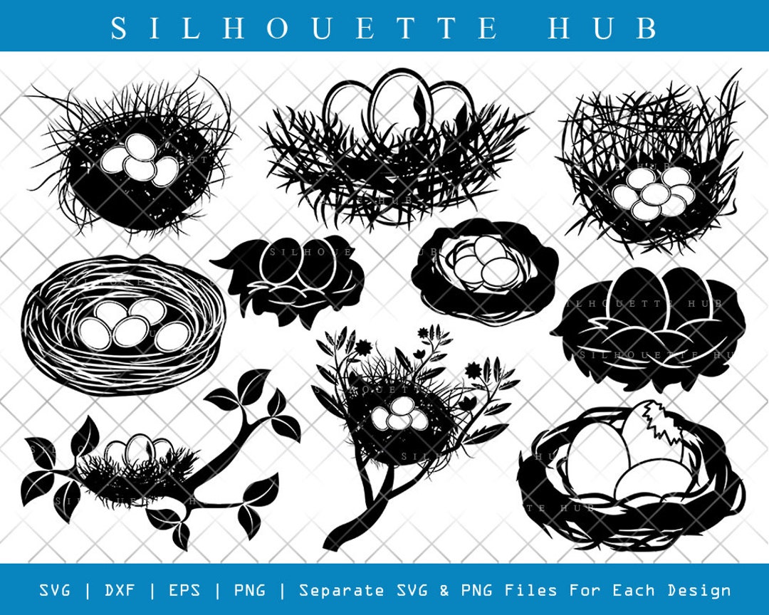 Eggs Nest SVG Cut Files Eggs Nest Silhouette Eggs Bird Svg Nest Svg ...