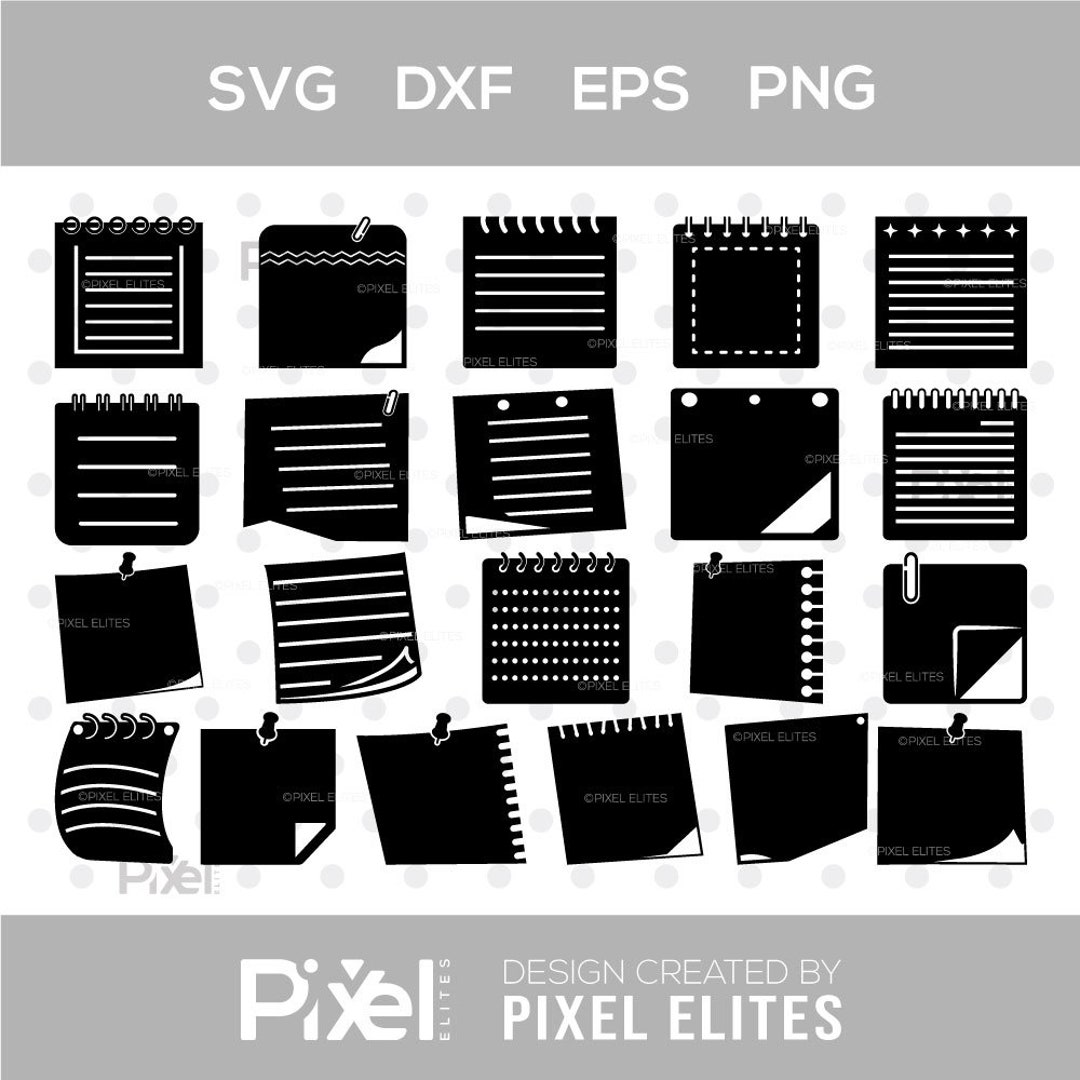 Sticky Notes Silhouette Svg Note Paper Cricut Cut Files Png Bundle - Etsy