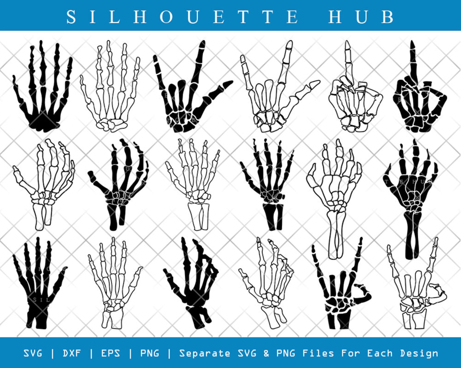 Skeleton Hand SVG Cut Files Skeleton Hand Silhouette | Etsy