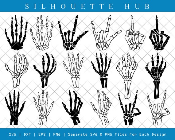 Skeleton Hand SVG Cut Files Skeleton Hand Silhouette | Etsy