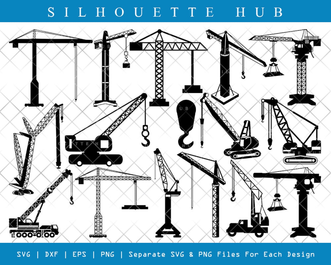 Tower Crane SVG, Crane Silhouette, Construction Crane Svg, Building Crane Svg, Crane Hook ...