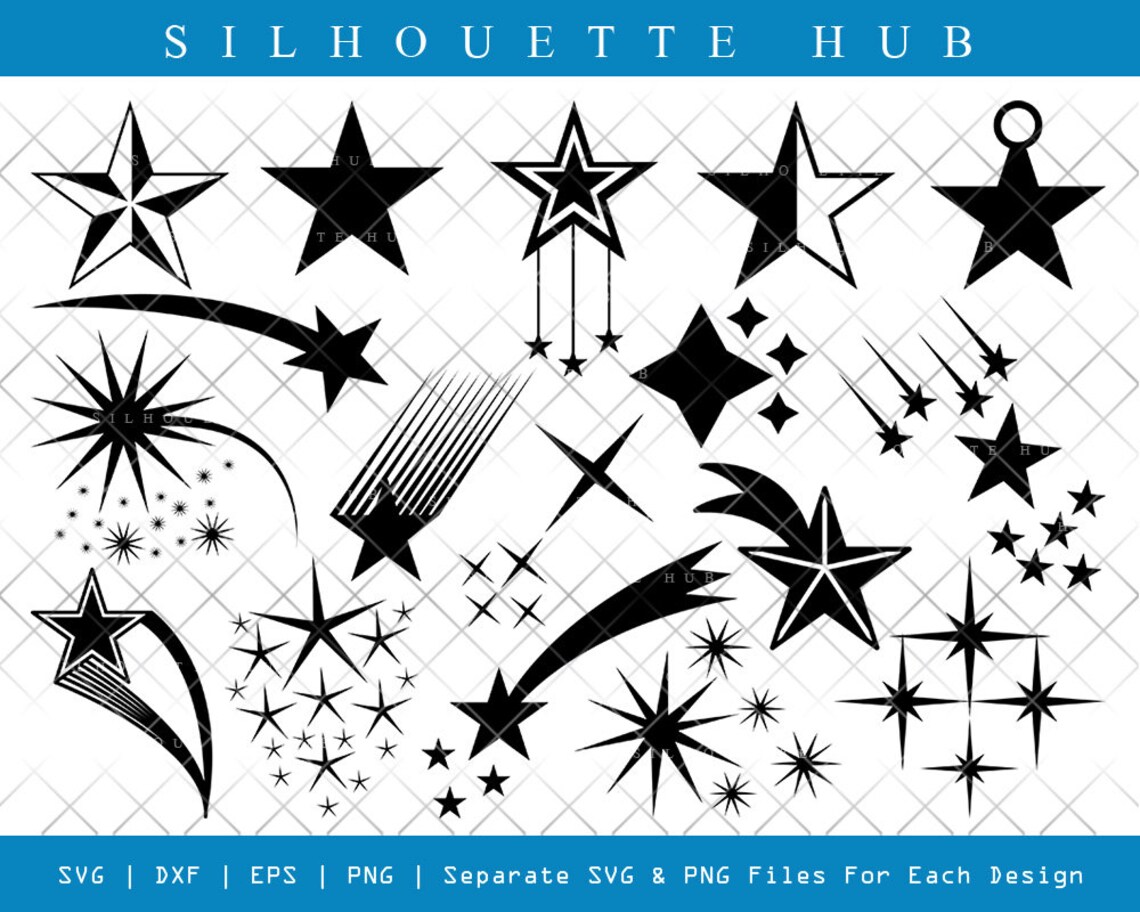 Stars SVG Cut Files Stars Silhouette Glowing Stars Svg | Etsy