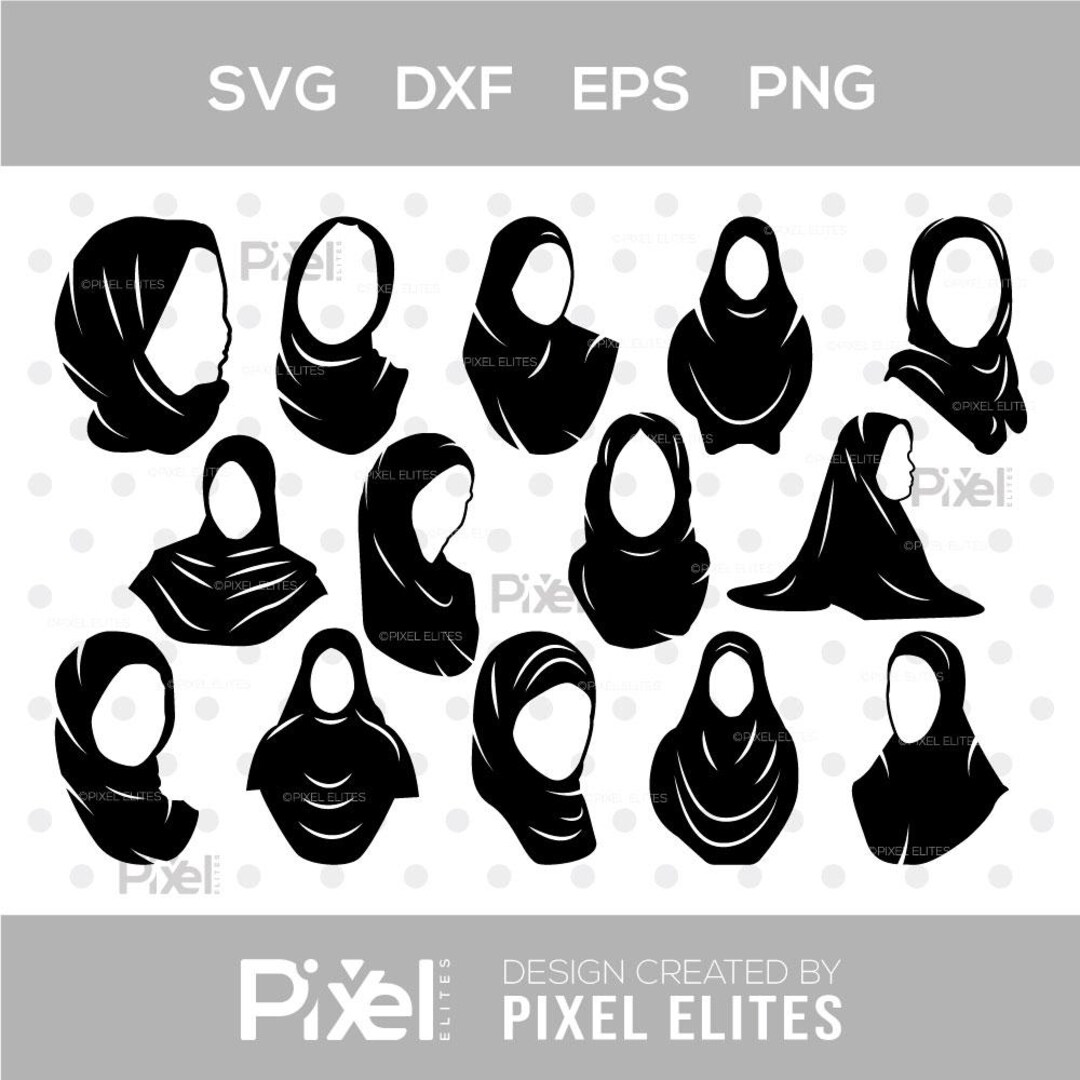 Hijab Women Svg Bundle Silhouette Svg Muslim Woman Cricut Cut Files Png ...