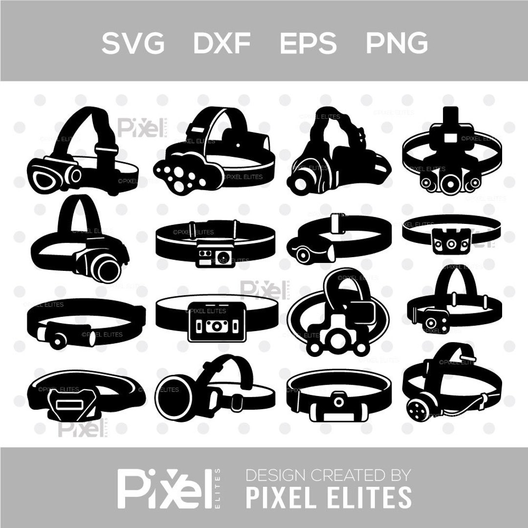 Headlamp Silhouette, Head Lamp SVG, LED Head Lamp Svg, Battery Head ...