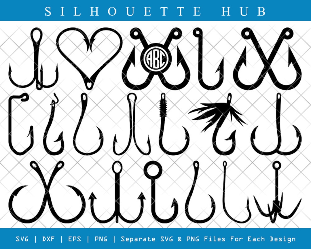 Fish Hook SVG Cut Files Fish Hook Silhouette Fishing Hook - Etsy UK