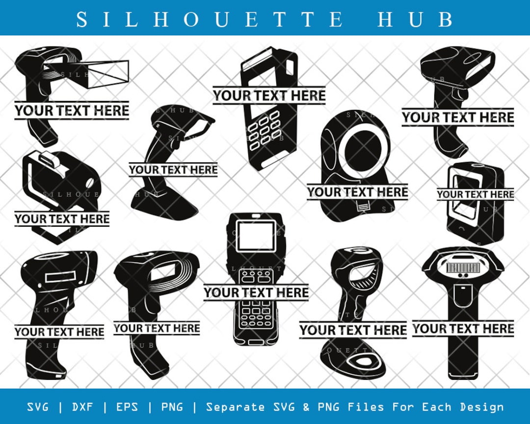 Barcode Scanner Split Monogram Barcode Scanner Silhouette - Etsy