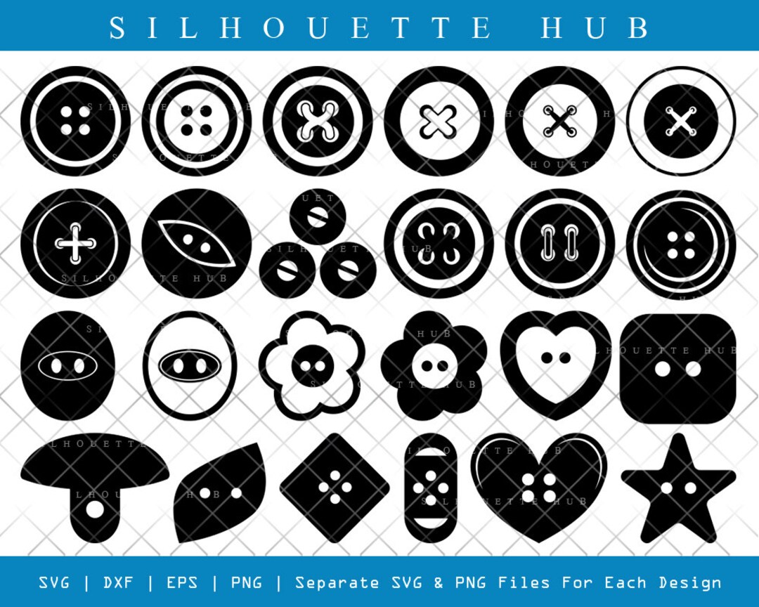 Sewing Button SVG Cut Files Sewing Button Silhouette - Etsy