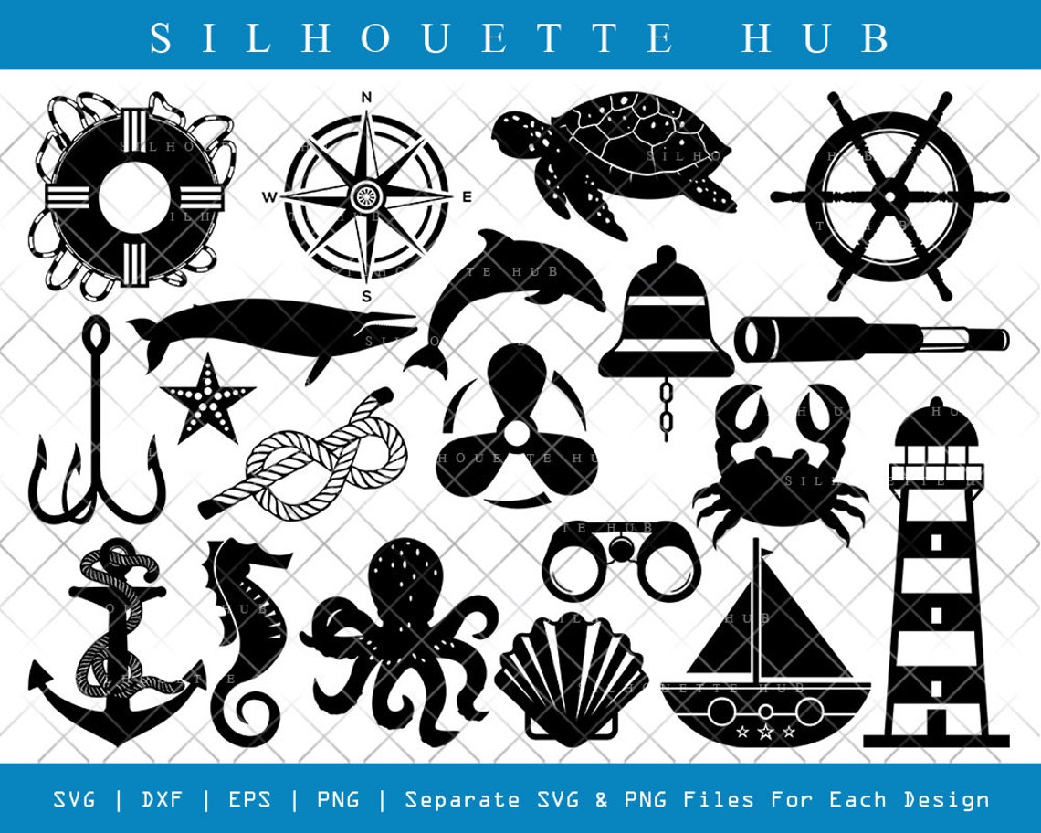 Nautical SVG Cut Files Nautical Silhouette Sea Shell Svg - Etsy