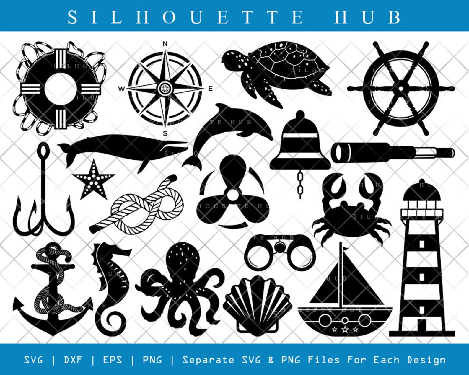 Nautical SVG Cut Files Nautical Silhouette Sea Shell Svg - Etsy